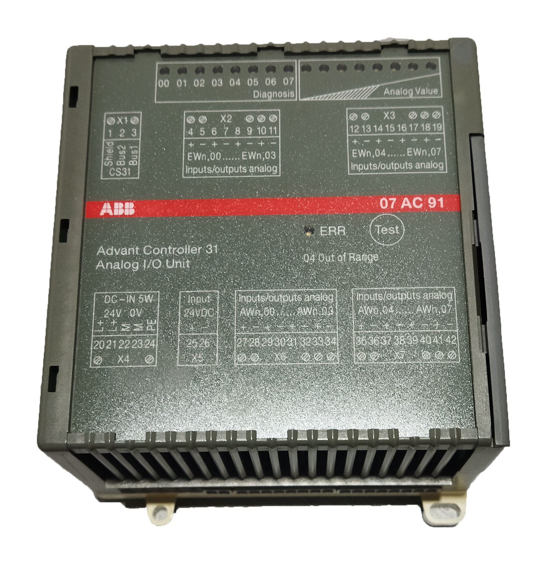 07AC91 GJR5252300R0101 ABB AC31 Analog I/O Module 8AC 24VDC AC U/I 12bit+Sign
